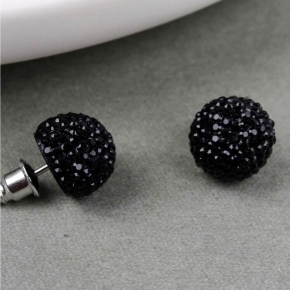 Jewelry | Crystal Orb Disco Ball Black Bumpy Textured Sparkly Shimmer Glimmer Mini Studs | Poshmark